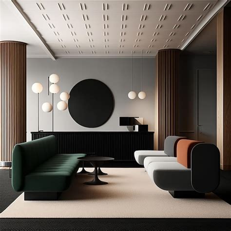 Premium Ai Image Modern Hotel Waiting Room With Sofa Beside Glass Window