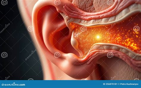 Detailed Anatomy Human Ear Structures Outer Middle Inner Ear Ear Canal Highlighted Eardrum