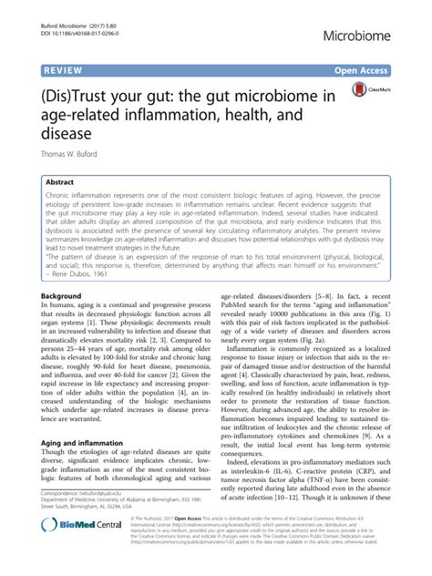 Dis Trust Your Gut The Gut Microbiome In Age Related Inflammation