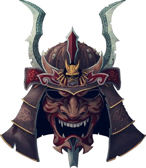 Demon Samurai Helmet Art Japanese Tattoo Samurai Art