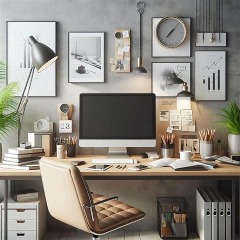 Modern Office Desk Premium Ai Generated Image