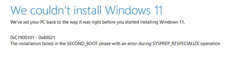 Windows 11 Install Error Code 0xc1900201 Microsoft Qanda