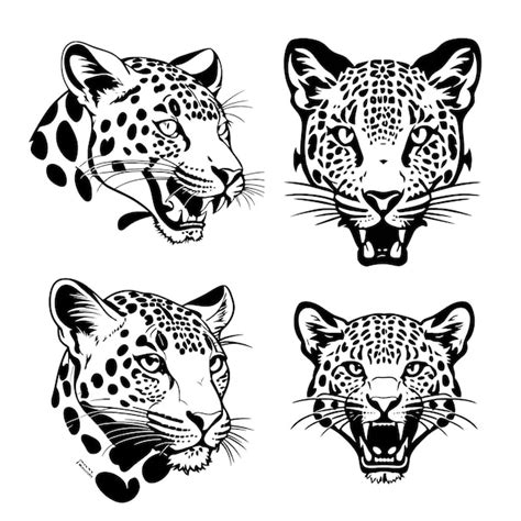 Premium Vector Leopard Head Logo Vector Stencil Set
