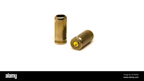 Brass Bullet Shells 38 Size For Revolver Handgun Studio Shot Stock