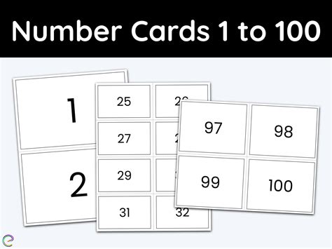 Number Cards Numbers 1 100 Education Printables Number Printable