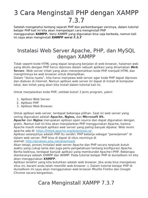 3 Cara Menginstall Php Dengan Xampp 7 Pdf