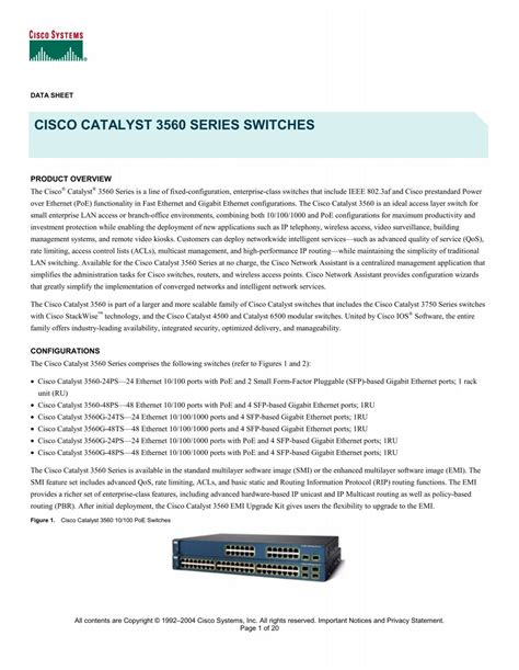 Cisco Catalyst 3560 Series Switches Vantage