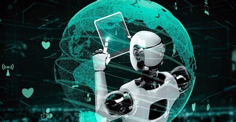 premium photo internet connection controlled by ai robot huminoid and