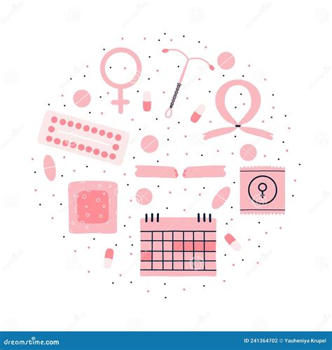 Tipos De Anticoncepción Anticonceptivos Femeninos Ilustración Del