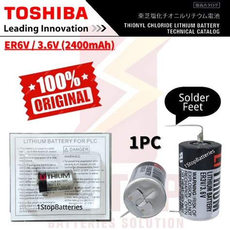 Original Toshiba Er3v 3 6v 1000mah Lithium Batteries With Plug Connector Solder Feet For Cnc