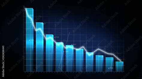 Animated Stock Market Charts And Bar Graphs Decrease Blue Line 4k Animation Stock Video