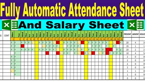fully automatic attendance sheet in excel salary sheet in excel by learning center in urdu