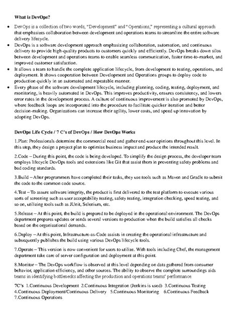 Dev Ops Mca Solved Papers What Is Devops Devops Is A Collection Of Two Words Development