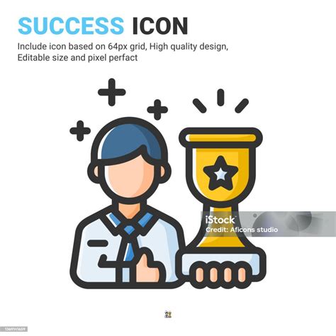 흰색 배경에 격리 된 윤곽선 색상 스타일이있는 성공 아이콘 벡터입니다 비즈니스 재무 산업 회사 앱 웹 및 모든 프로젝트를 위한 벡터 일러스트 성취도 기호 기호 아이콘 개념