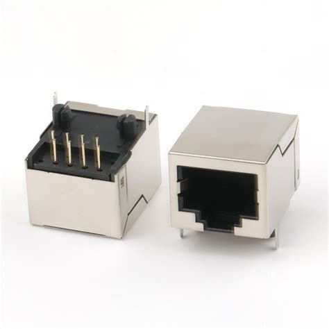 Rj45 Pcb Connector With Shield 90 Degree Dip Type Rj45 Ethernet Connector