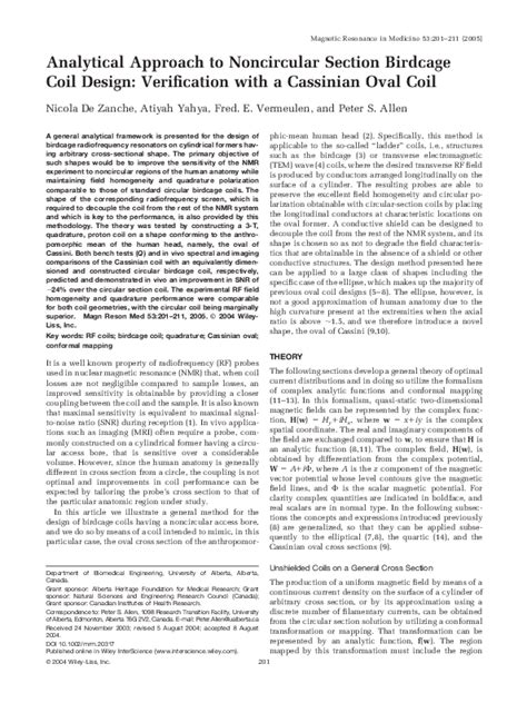 Pdf Analytical Approach To Noncircular Section Birdcage Coil Design