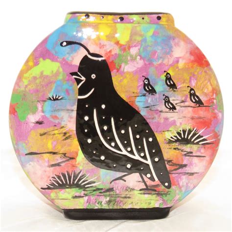 Pillow Vase With Quail MANA POTTERY