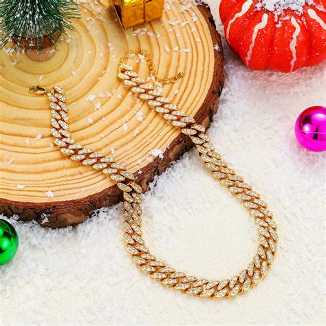 Christmas Style Color Faux Diamond Punk Hip Hop Necklace Temu United