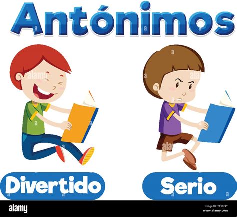 A Vector Cartoon Illustration Of Antonyms In Spanish Language Means