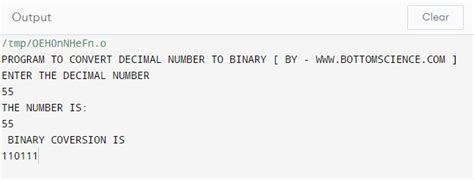 Decimal To Binary Conversion C Bottom Science