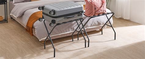 Amhancible Luggage Rack Set Of 2 Foldable Suitcase Stands Metal