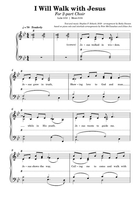 I Will Walk With Jesus By Rebecca Becky Newson 2 Part Choir