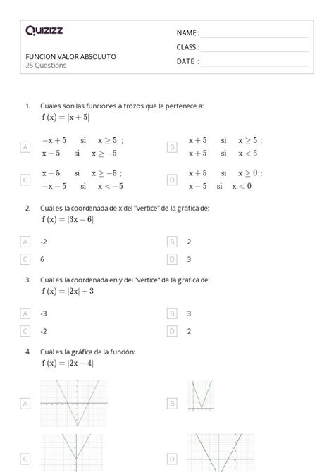 50 Valor Absoluto Hojas De Trabajo Para Grado 11 En Quizizz Gratis E