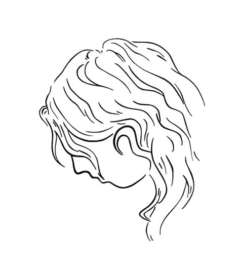 Premium Vector Girl With Long Hair Profile Doodle Linear Cartoon