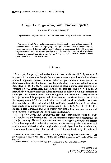 Pdf A Logic Programming With Complex Objects