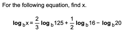 solved for the following equation find x