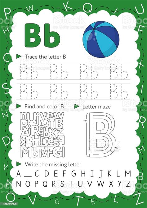 어린이를위한 필기 통합 문서 문자 학습을 위한 워크시트입니다 아이들을위한 활동 책 유치원 교육 페이지 편지 B 0명에 대한 스톡 벡터 아트 및 기타 이미지 Istock