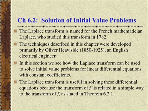 Ppt Ch 62 Solution Of Initial Value Problems Powerpoint