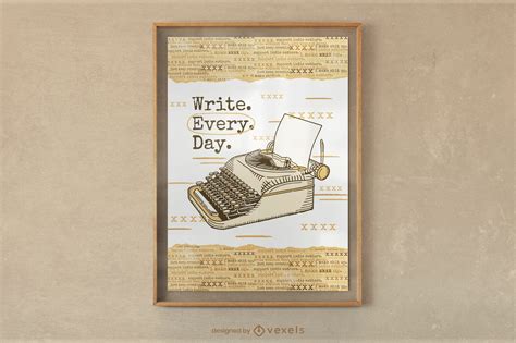Typewriter Machine Writing Poster Design Vector Download