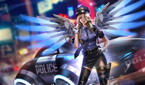 Mercy Police Hd Wallpaper Overwatch By Liang Xing