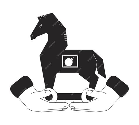 Хранение троянского коня Bw концепция векторная точечная иллюстрация