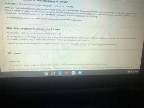 Solved Ethnography Of Literacy Attached Files Annotations