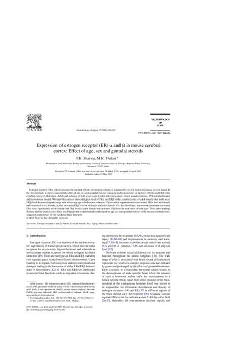 Pdf Expression Of Estrogen Receptor Er α And β In Mouse Cerebral