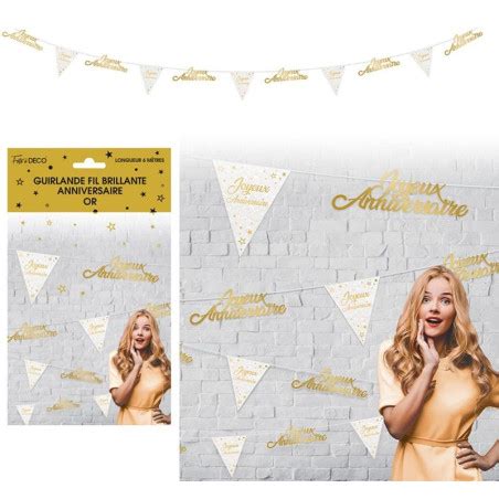 Guirlande Fil Joyeux Anniversaire Or 6m Tralala Fêtes fr
