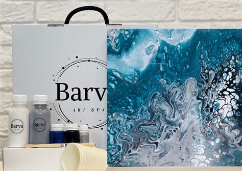 Купити Набір для живопису флюїд арт Аквамарин Подарунок для творчості Абстрактна картина