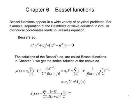 Ppt Chapter 6 Bessel Functions Powerpoint Presentation Free Download