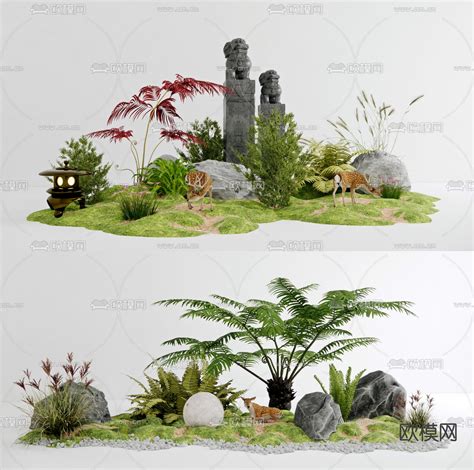 现代庭院小品 植物造景su模型下载id14175185sketchup模型下载 欧模网