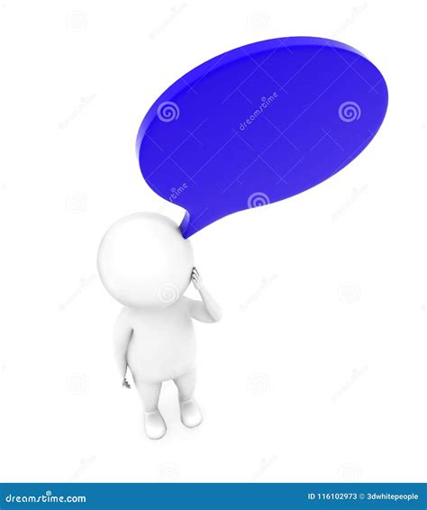 3d Man Character And Speech Bubble Above His Head Concept Stock