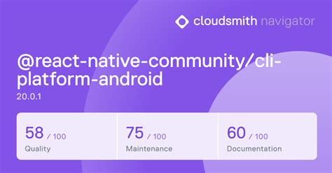 React Native Communitycli Platform Android 2001 Npm Package Quality Cloudsmith Navigator