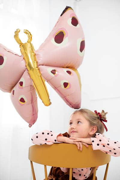 Motyl różowy balon foliowy 120x87 cm IMPREZY I URODZINY Urodziny