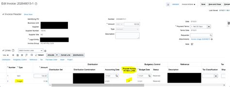 Prorate Across All Item Lines Check Box Defaulted On Freight Lines