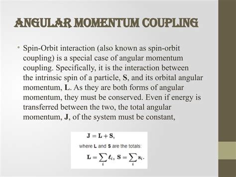 Coupling Scheme And Many Electron System Ppt
