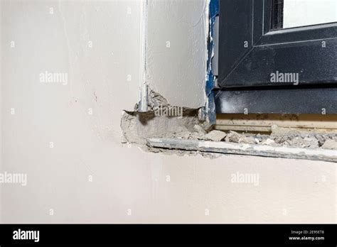 Forged Place In The Wall Under The Window Prepared For Installing A