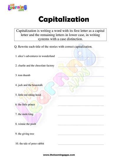 Capitalization Worksheets