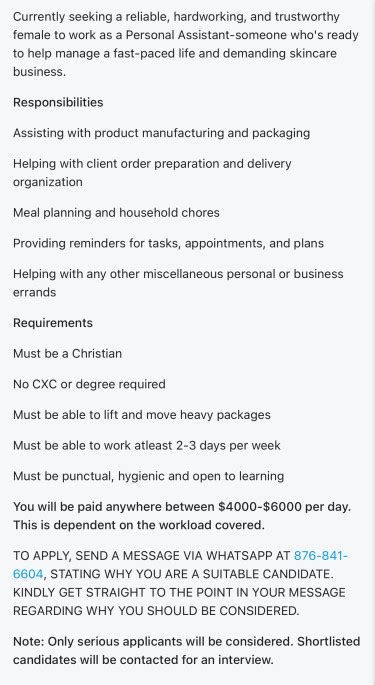 Part Time Personal Assistant Kingston And St Andrew