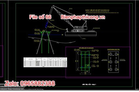 Bản vẽ biện pháp thi công trụ cầu autocad chi tiết